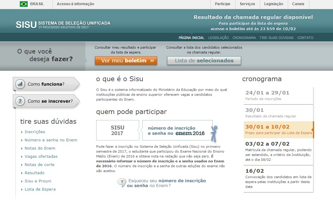 Prazo para participar da lista de espera do Sisu vai até 10 de ... Prazo para participar da lista de espera do Sisu vai até 10 de ...